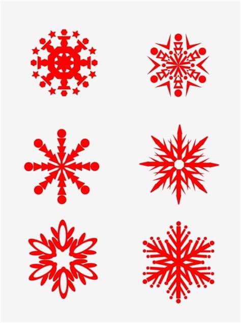Colección De Copos Nieve Estilo Minimalista Rojo PNG dibujos Rojo