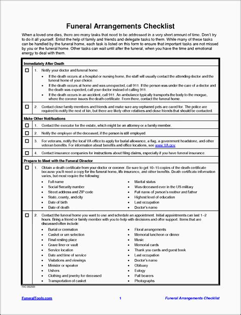 Printable Funeral Planning Guide