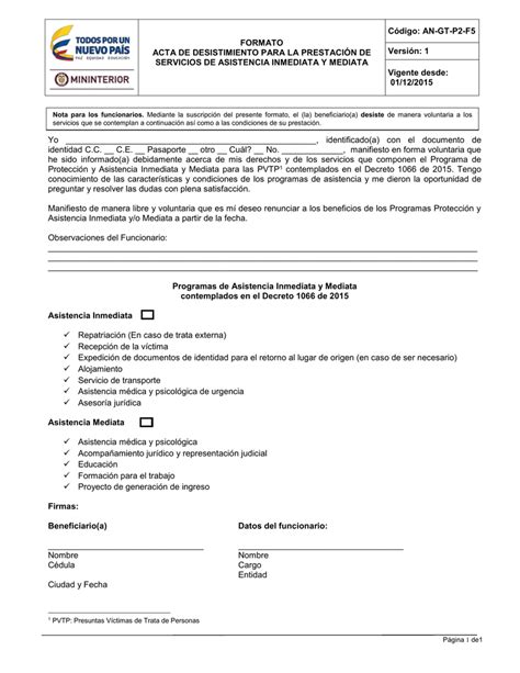 Formato Acta De Desistimiento Doc