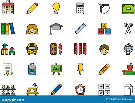 Iconos De La Escuela Y De La Educación Ilustración del Vector