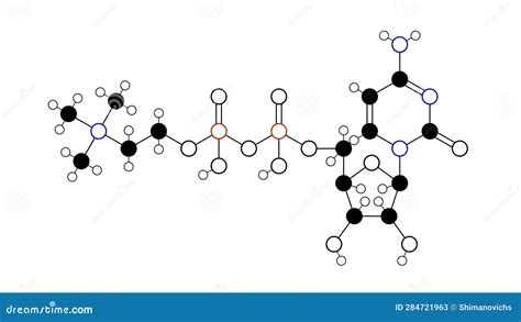 Molécula De Citicolina Modelo De Balandstick De Fórmula Química