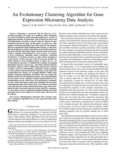pdf an evolutionary clustering algorithm for gene expression microarray data analysis