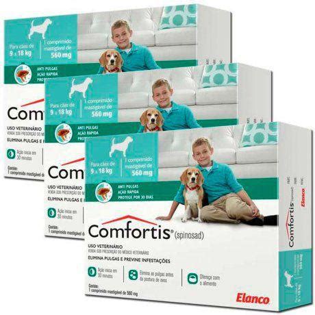 Kit Comfortis Antipulgas 560mg Elanco Cães 9 a 18kg 3 unid
