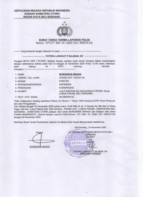 Surat Laporan Kepolisian Penipuan Mandek 14 Korban Penipuan Darman