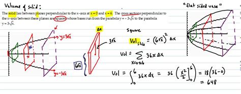 volume of solid with square cross sections youtube