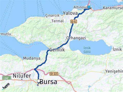 Yalova Altınova Osmangazi Bursa Arası Kaç Km Yol Tarifi
