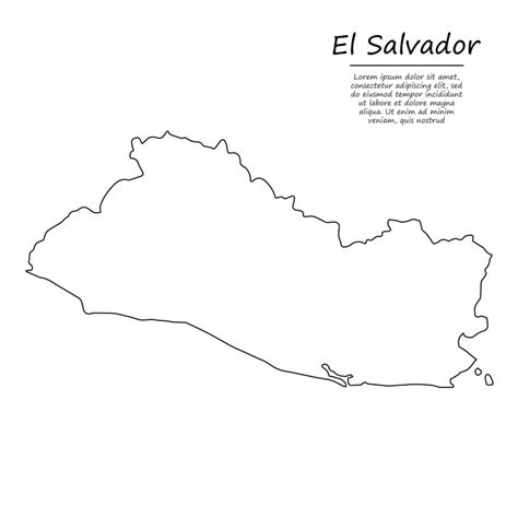 Semplice Schema Carta Geografica Di El Salvatore Silhouette Nel