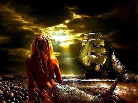 Mermaid And Ship Beautiful Mermaids Mermaid Life Mermaid Art
