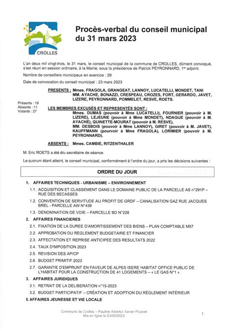 Calaméo Procès Verbal Cm 31 03 2023