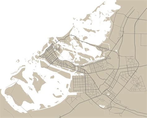 Vector Map Of Abu Dhabi Street Map Art Poster Illustration Stock