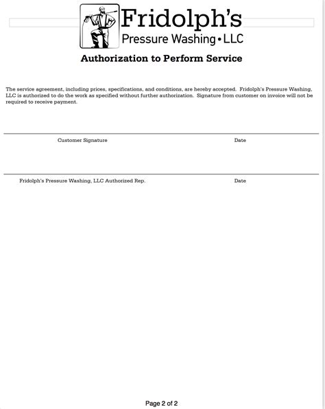 Pressure Washing Contract Template Free