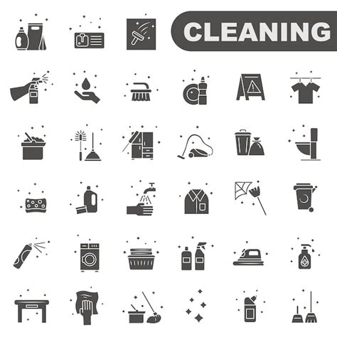 Premium Vector Vector Set Of Linear Icons On The Theme Of Cleaning
