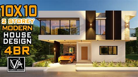 10X10 2 STOREY MODERN HOUSE DESIGN 4 BEDROOMS 100 SQM YouTube
