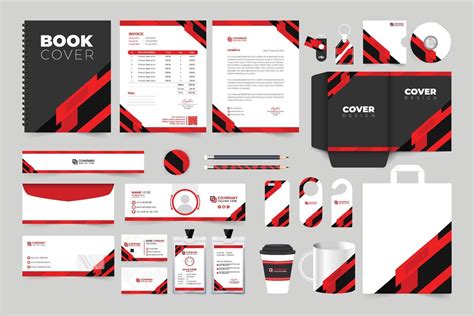 diseño de identidad de marca para material de oficina con formas negras