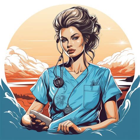 Premium Photo There Is A Woman In Scrubs Holding A Tablet Computer Generative Ai