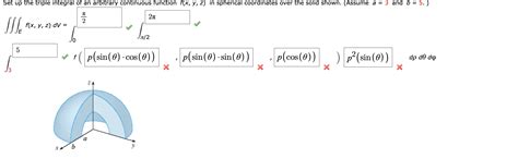 solved set up the triple integral of an arbitrary continuous
