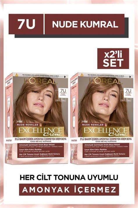 L Oreal Paris Excellence Creme Nude Renkler Saç Boyası 7u Nude Kumral