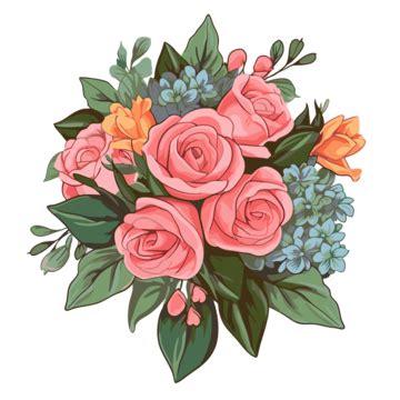 Bouquet Of Roses Vector Sticker Clipart Bouquet Of Pink Roses Is Drawn