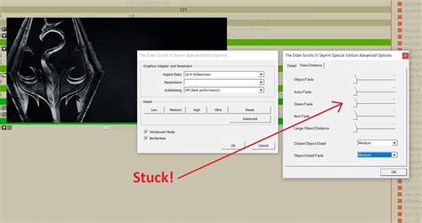 Skyrim Launcher View Distance Sliders Stuck Mo2 User Technical Support Skyrim Special