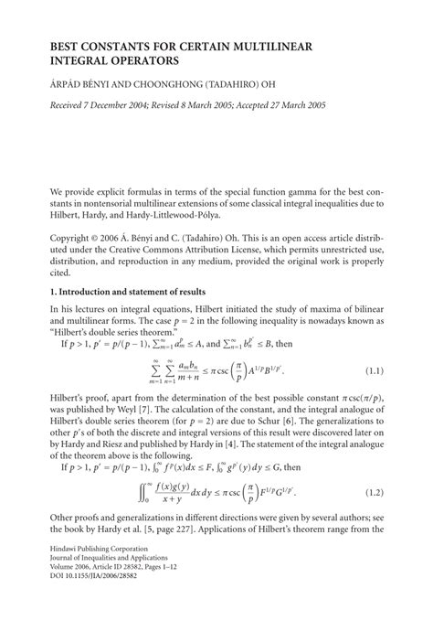 pdf best constant for certain multilinear integral operator