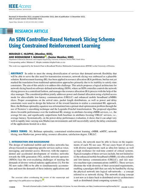 pdf an sdn controller based network slicing scheme using constrained reinforcement learning