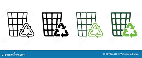 Ecology Dustbin For Garbage Line And Silhouette Icon Color Set
