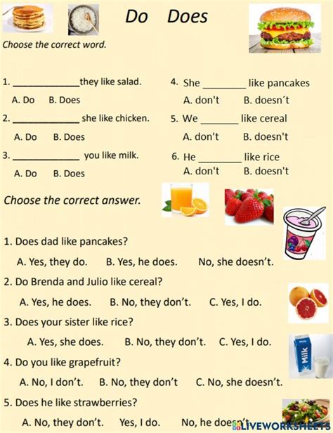 Do And Does Online Exercise English Vocabulary Words Learning