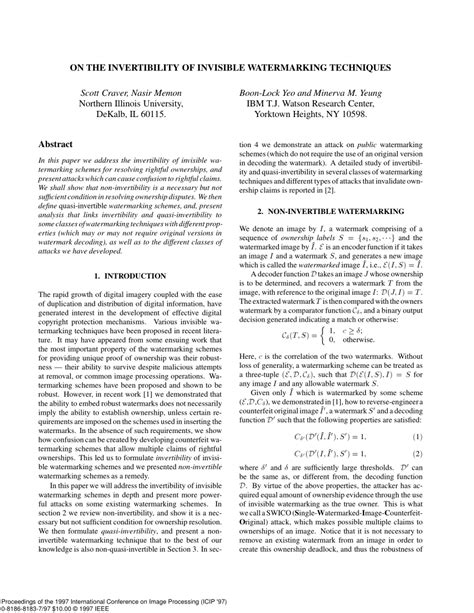 pdf on the invertibility of invisible watermarking techniques