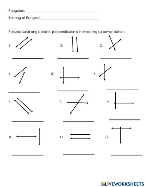 Pagkilala Ng Parallel Lines Perpendicular Lines At Intersecting