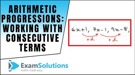arithmetic progression working with consecutive terms examsolutions youtube