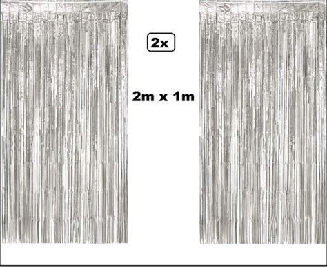 2x Folie Gordijn Metallic 2 4m X 1m Zilver Vlamvertragend Decoratie