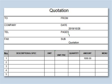 EXCEL Of Simple Business Quotation Xls WPS Free Templates