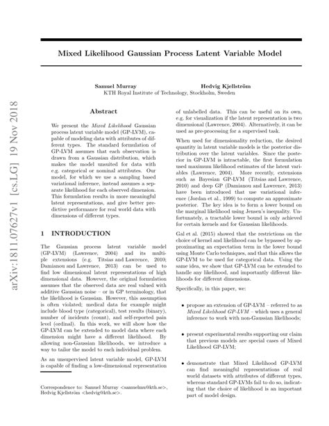 pdf mixed likelihood gaussian process latent variable model