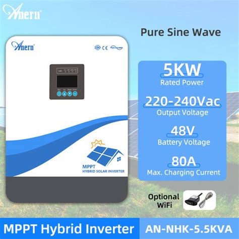 Anern 5KW MPPT Hybrid Solar Inverter 48VDC Off Grid Pure Sine Wave