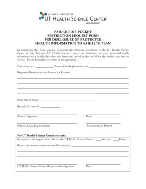 Fillable Online Uthscsa PAID OUT OF POCKET RESTRICTION REQUEST FORM FOR
