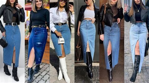 Hermosas Combinaciones Con Botas Y Faldas De Mezclilla Moda Y Tendencia
