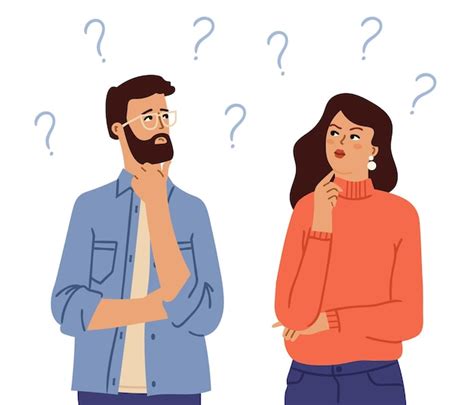 Premium Vector Couple Thinking Confused People Doubt Girl Man With