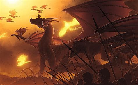 HD Wallpaper Dragon And Army Digital Painting Dragons Flying People