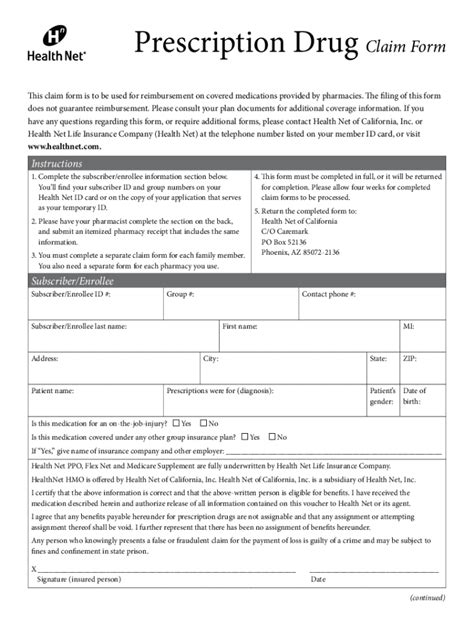 Fillable Online 2022 Prescription Drug Claim Form Fax Email Print