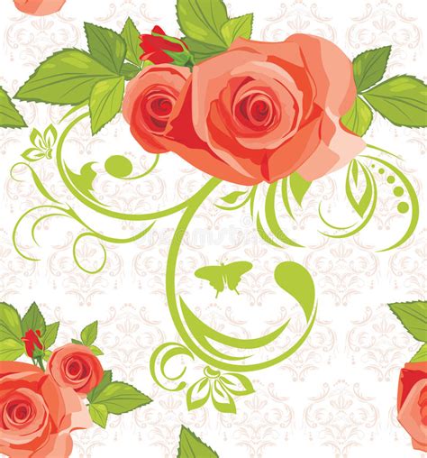 Pink Rose Vine Vector Illustration Stock Vector Illustration Of