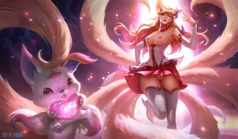 Rule 34 Ahri Breasts Edit League Of Legends Liquidshadow Pussy Star Guardian Ahri Star