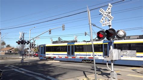 SACRT 202 Blue Line Outbound Royal Oaks Drive Railroad Crossing