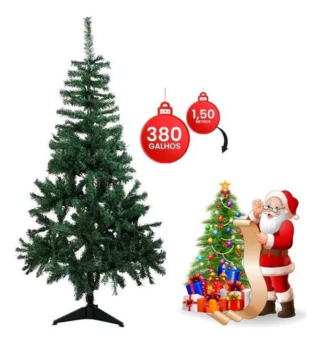 Árvore De Natal Luxo 1 50m 380 Galhos Pvc E Ferro Verde MercadoLivre