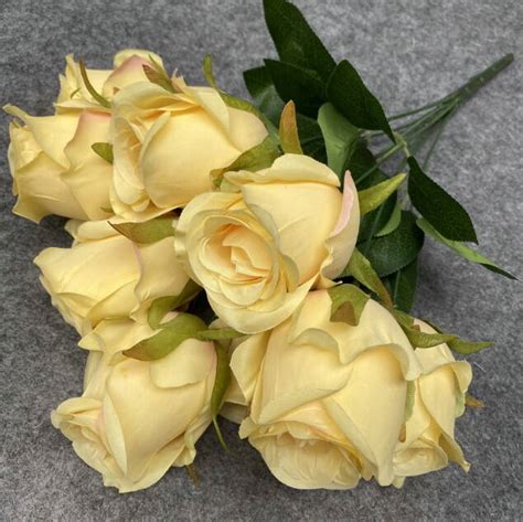 Bukiet RÓŻA 7 kwiatów 8 cm 45 cm ŻÓŁTA Kwiaty sztuczne Bukiety