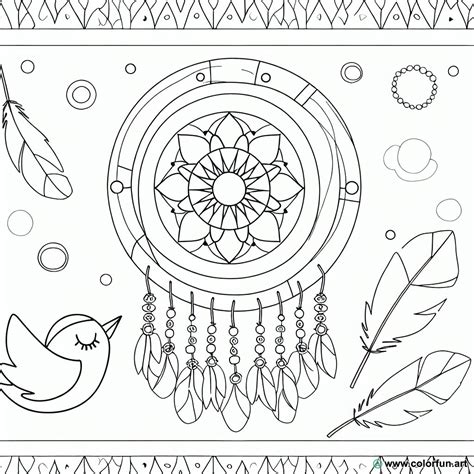 Coloriage mandala attrape rêve à Télécharger ou à Imprimer gratuitement