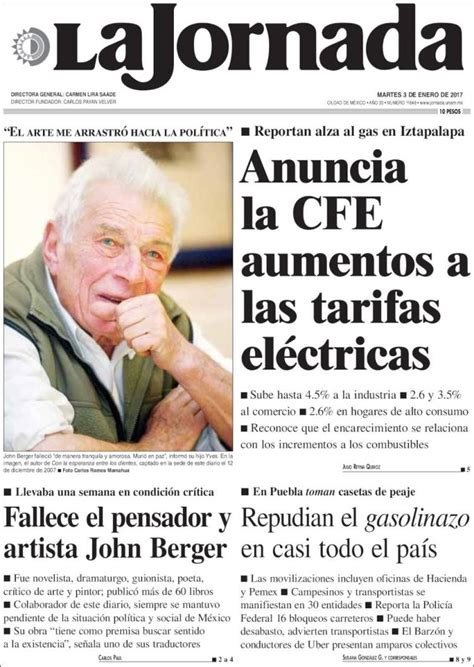 Periódico La Jornada México Periódicos de México Edición de martes