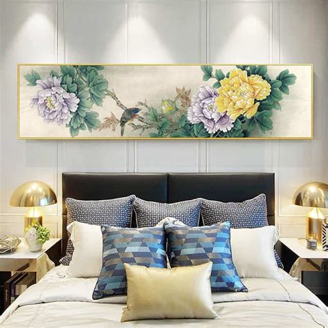 Tranh hoa mẫu đơn treo phòng ngủ vợ chồng