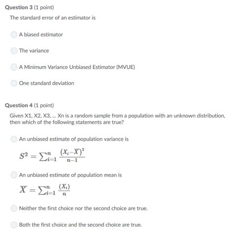 solved question 3 1 point a biased estimator the variance