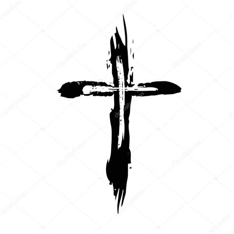 Icono De Cruz Grunge Negro Dibujado A Mano Signo De Cruz Cristiana
