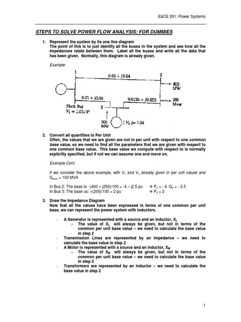 steps to solve power flow analysis for dummies example pdf electrical impedance inductance